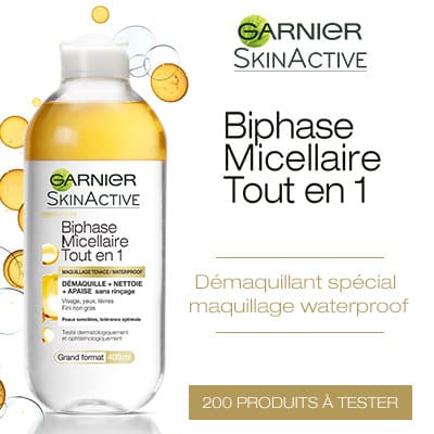 200 SkinActive Biphase Micellaire Tout en 1 de Garnier à tester